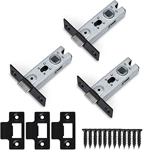 Bwintech 3 Pcs 65mm Steel Black Tubular Latch, Premium Mortice Latch ...