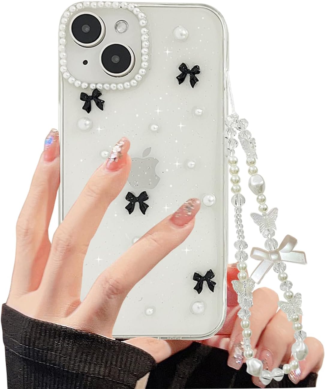 Amazon.com: XQAGU Phone Case for iPhone 15 Clear Glitter Case with Cute ...