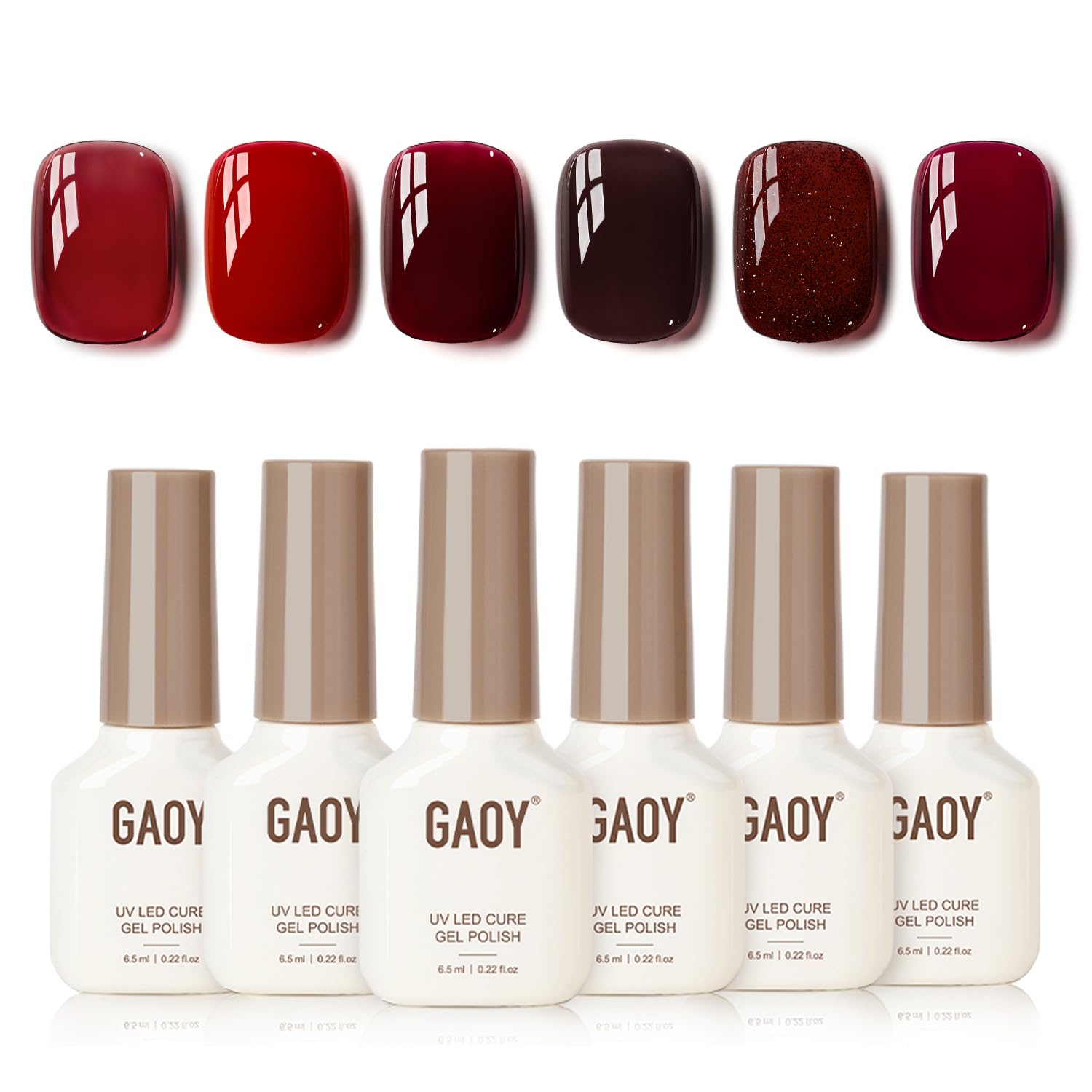 Snapklik.com : Red Gel Nail Polish Set, 6 Colors Burgundy Cherry Jelly ...