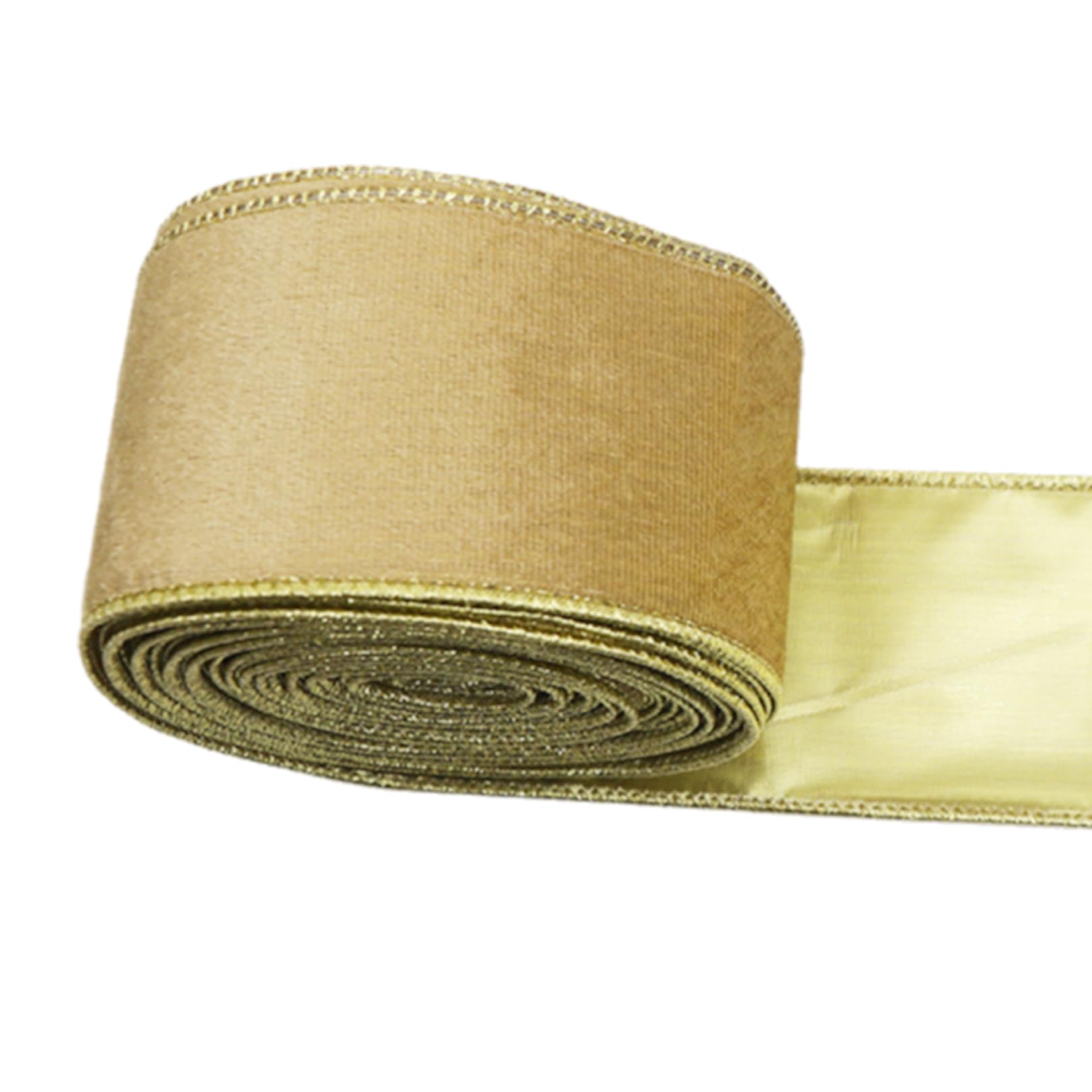 Christmas Ribbon Thick Gold Wired Ribbon 9m Gold Ribbon for Gift ...