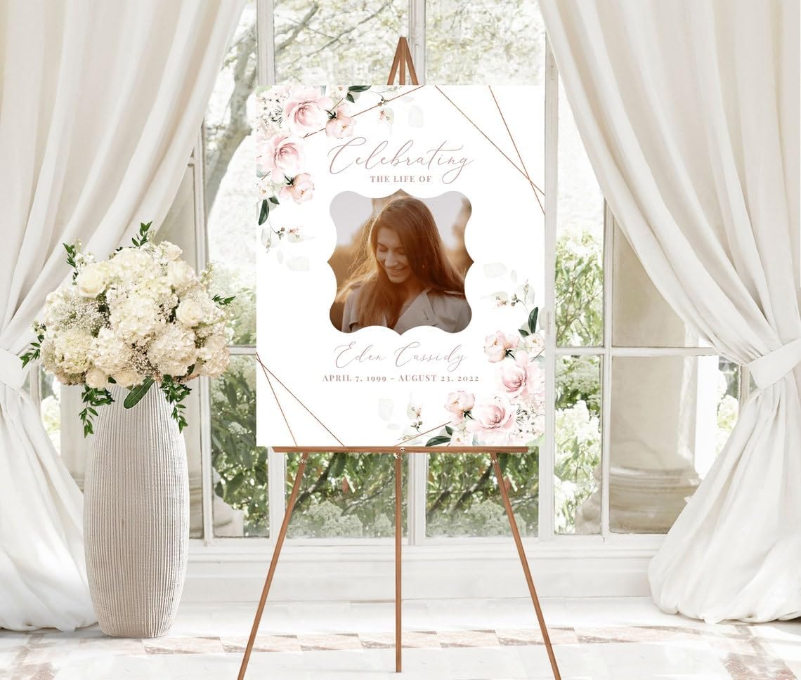 Amazon.com : Funeral Welcome Sign, Custom Photo Funeral Sign ...