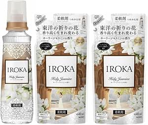 Amazon | 花王 IROKA イロカ 柔軟剤 ホーリージャスミン 本体 540ml + つめかえ用 440ml × 2本 セット まとめ買い | ノーブランド品 | 液体柔軟剤