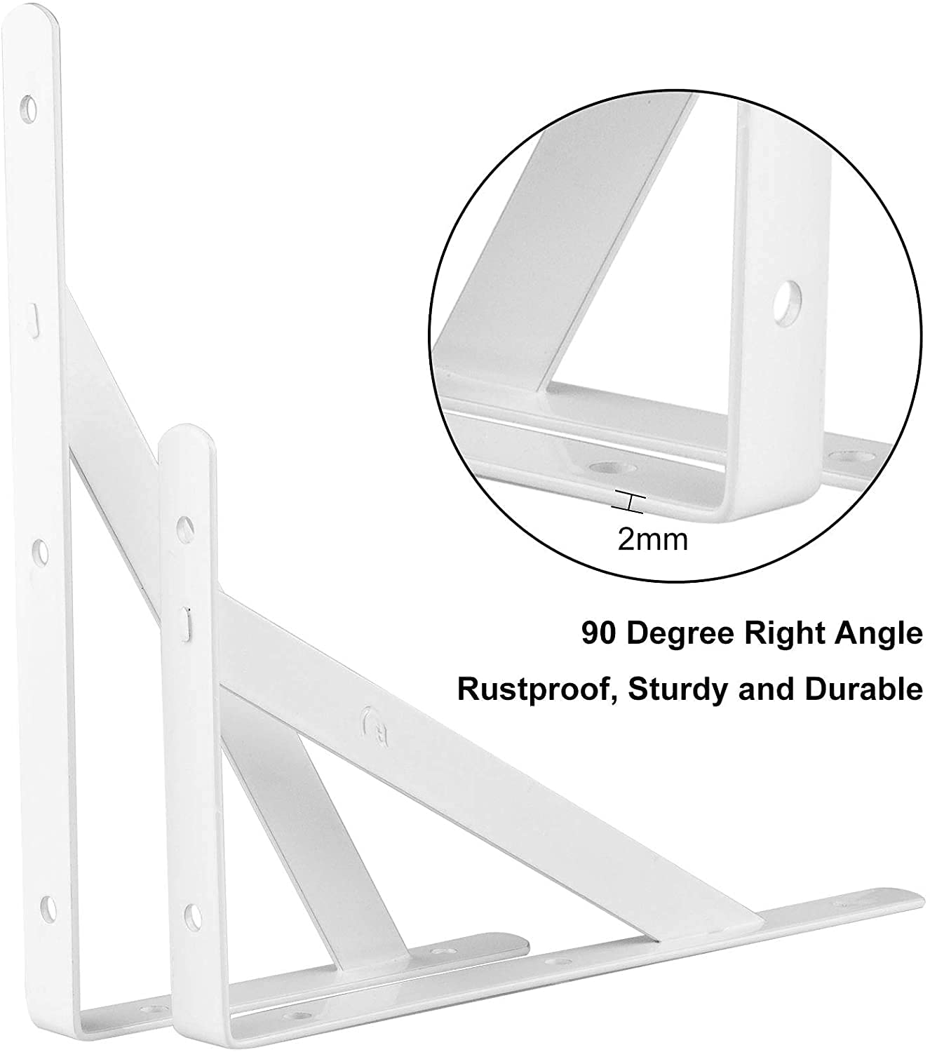 Snapklik.com : AConnet 4 Pack White Shelf Brackets 10 Inch Heavy Duty L ...