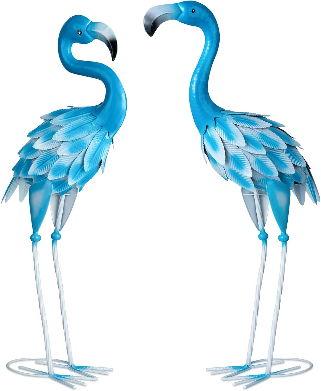 Amazon.com: SUNREEK 2Pcs Metal Flamingo Statues, Blue Flamingo Yard Art ...