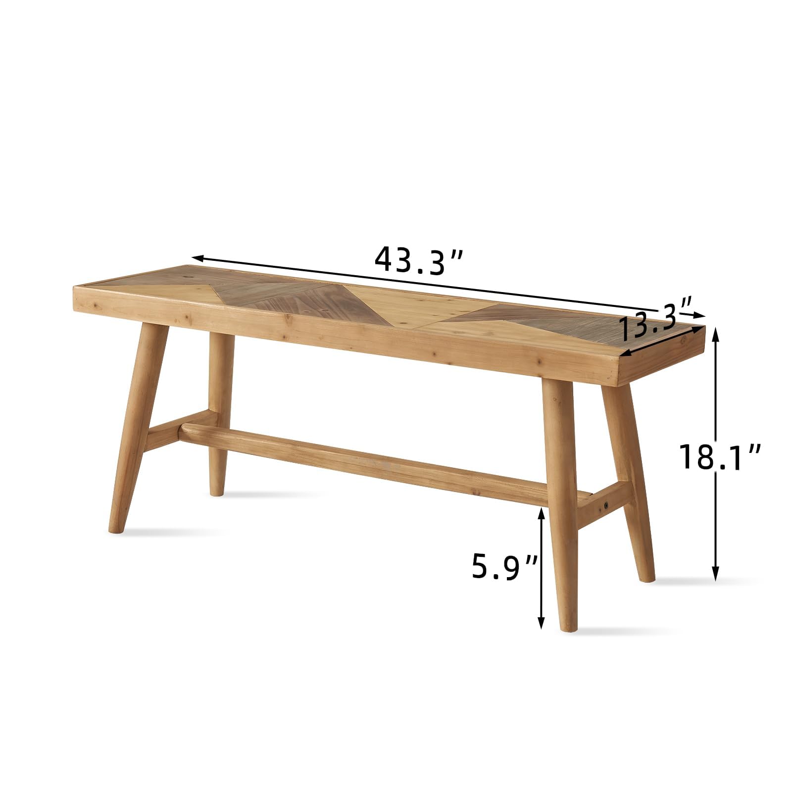 Snapklik.com : 43" Farmhouse Wood Bench,Solid Wood Entryway Bench For ...