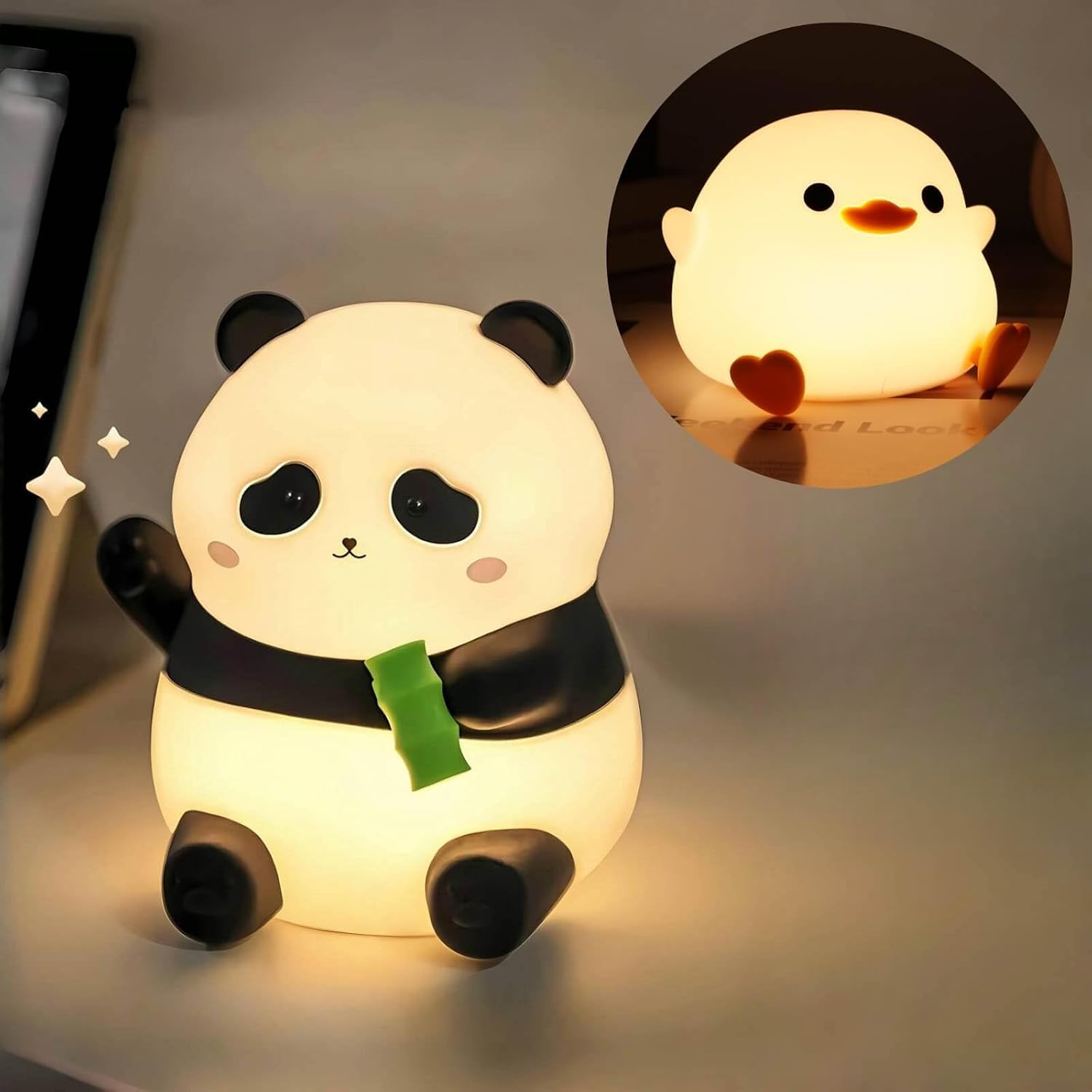 Daixinde Cute Panda Night Light & Duck Night Light, Nursery Lamp with ...