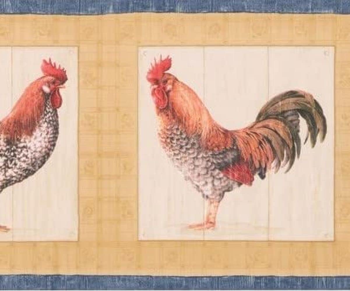 CONCORD WALLCOVERINGS ™ Wallpaper Border Country Pattern Roosters in ...