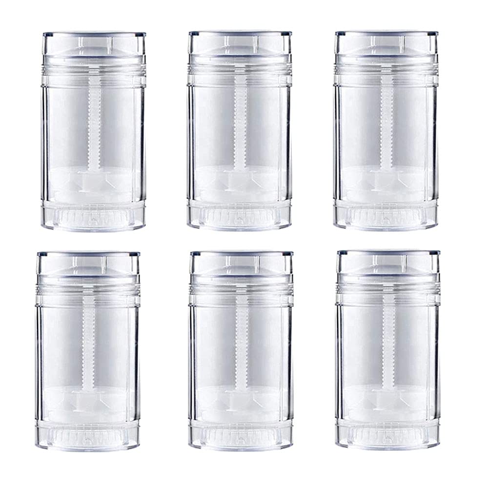 6 Pcs Deodorant Tube Containers Transparent Empty Plastic Round Shape ...