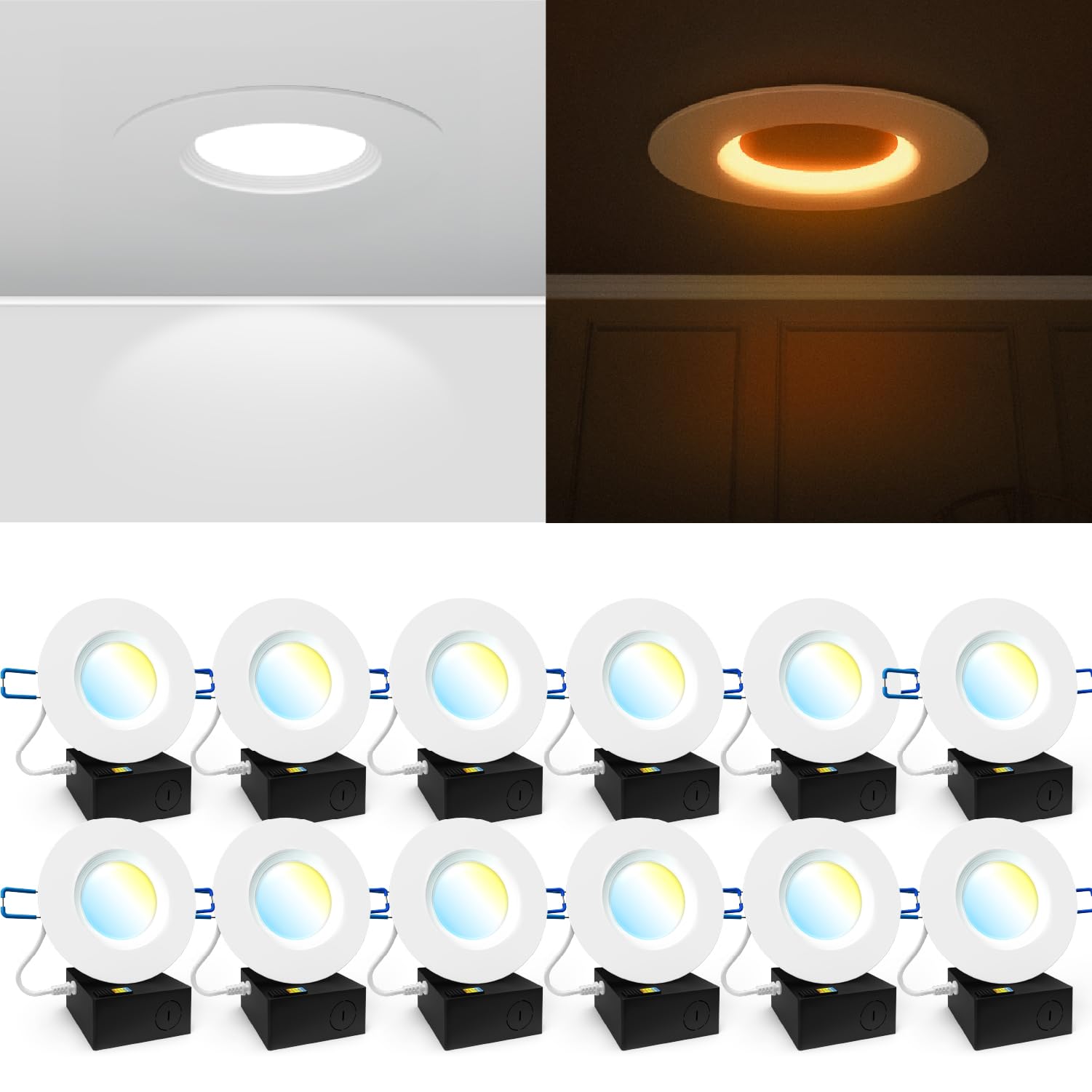 Sunco 12 Pack 10W 4 Inch LED Recessed Lighting Slim Baffle Retrofit ...