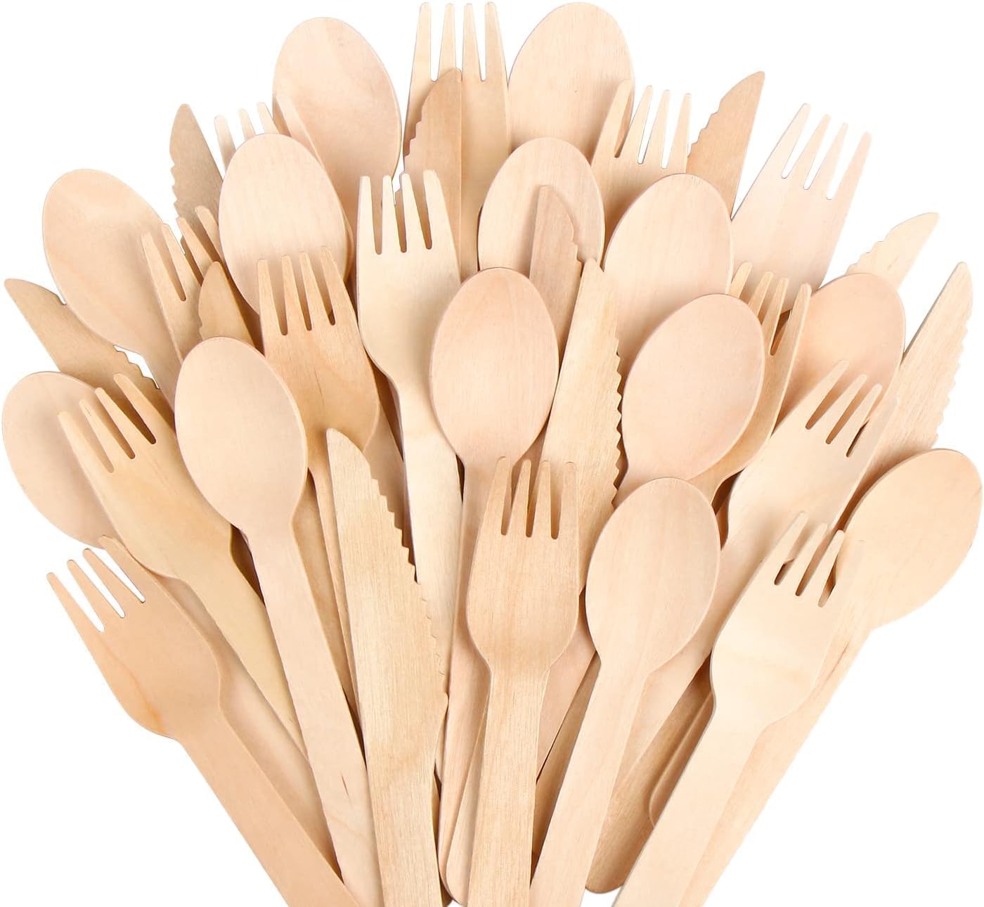 150 PCS Wooden Cutlery Set | Premium Quality 50 Spoon,50 Forks,50 ...