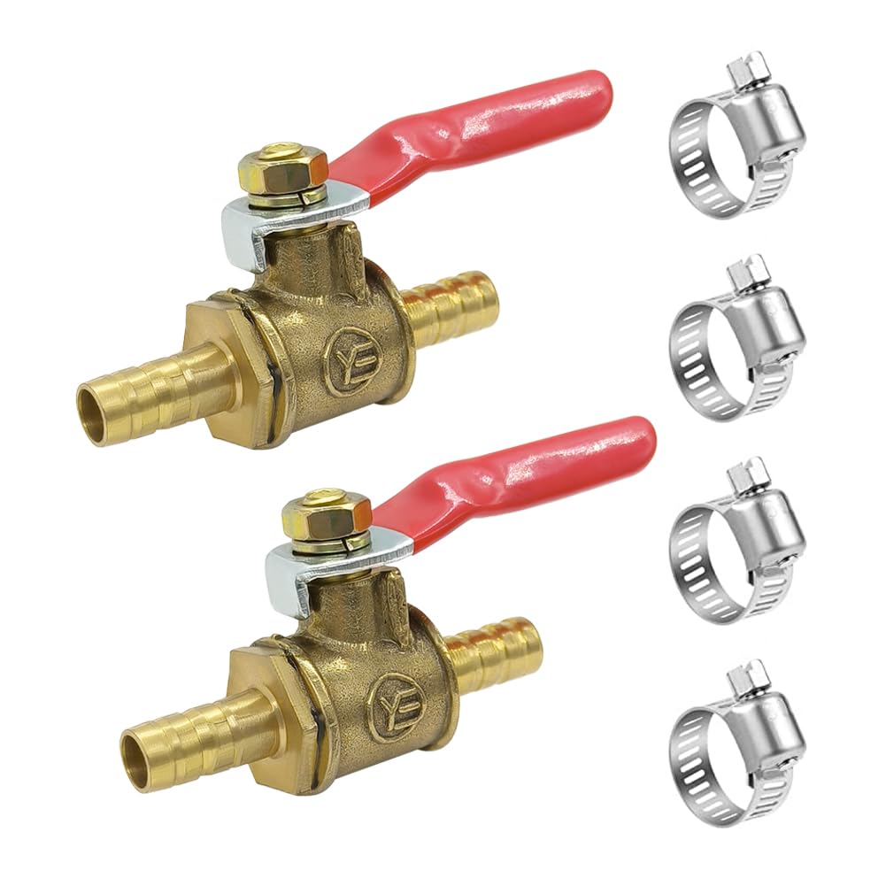 Amazon.com: Hooshing 2PCS 1/4" Hose Barb Ball Valve Brass Shut Off with ...