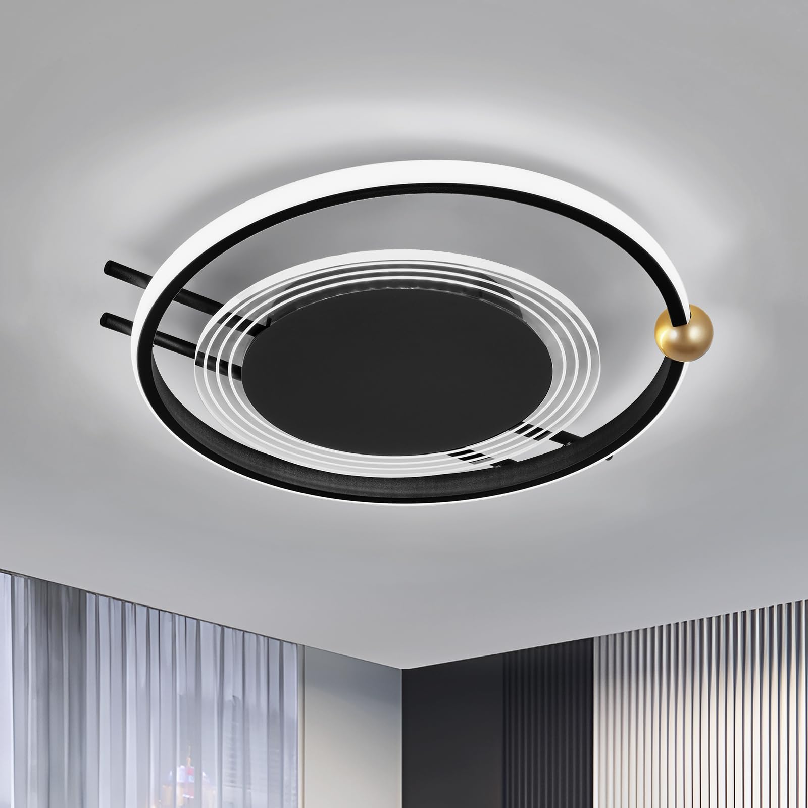 Modern Black LED Ceiling Light 40W Dimmable Flush Mount Ceiling Light ...