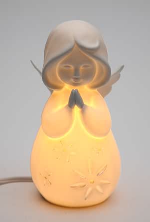Amazon.com: Fine Porcelain Inspirational Lighted Praying Angel Night ...