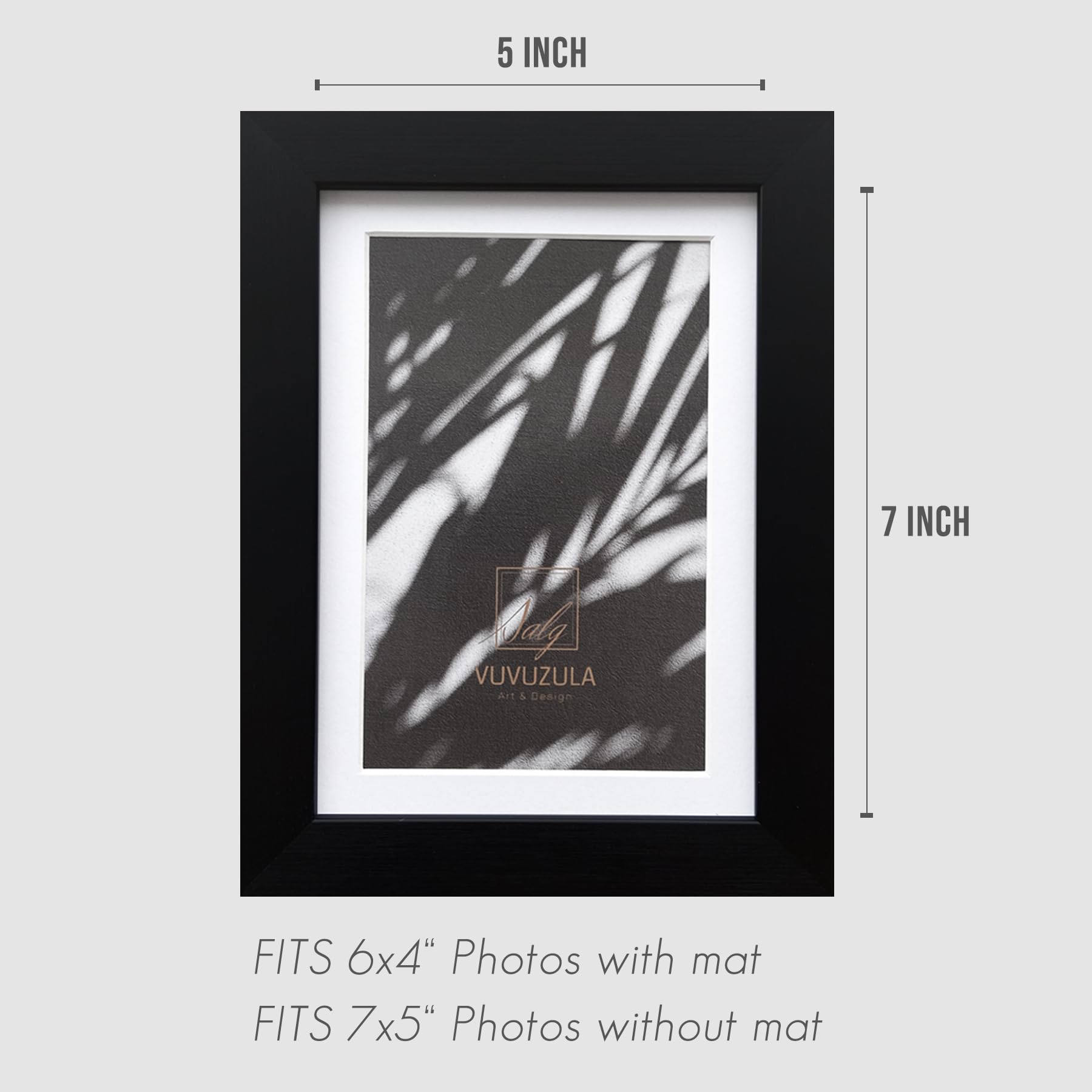 VUVUZULA 7×5 Real Glass Black Picture Frames Photo Frame 5×7 Inch Frame ...
