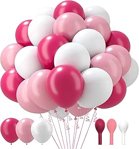 Amazon.com: Pink Balloons Pink and White Balloons Red Hot and Light Pastel Balloon Arch Kit ...