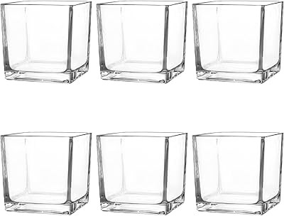Amazon.com: Tioncy 12 Pcs Clear Square Vase 5'' x 5'' Acrylic Flower ...