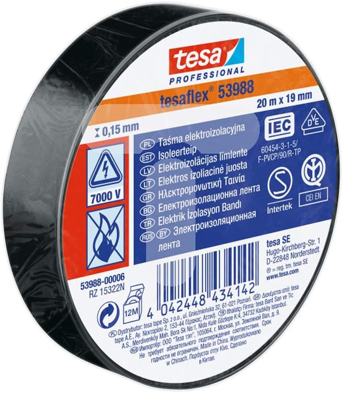 Amazon.com: Tesa 53988 Electrical Insulation Tape Tesa Professional 20 ...