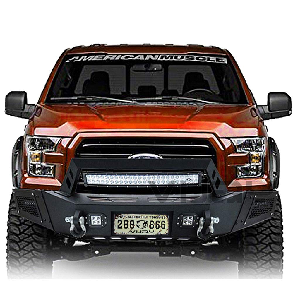Buy Vijay Front Bumper Texture Black With Winch Plate and LED lights ...
