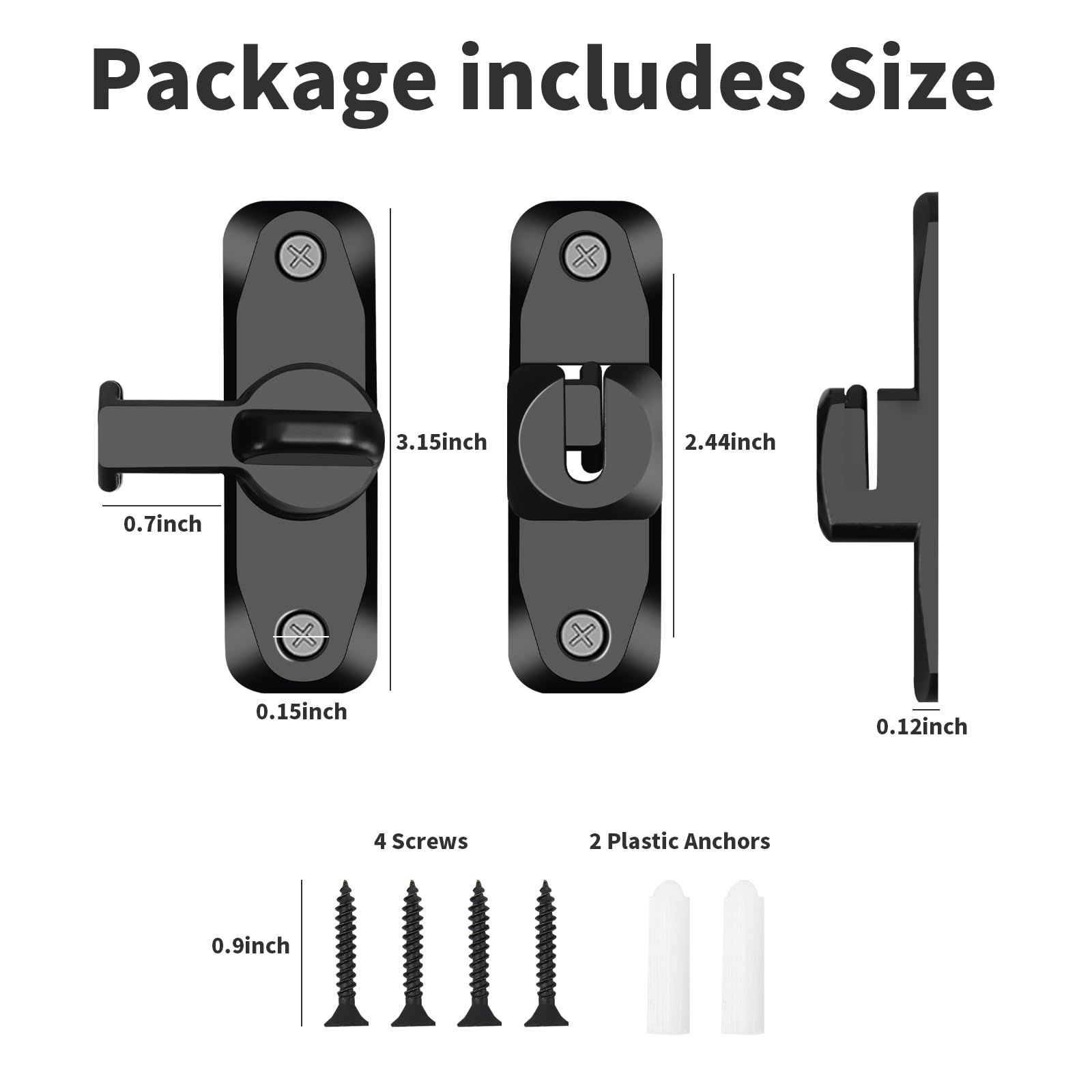 Snapklik.com : Door Latch Black Heavy Duty Bar Gate Latches Safety Door ...