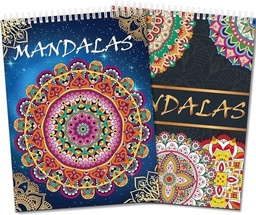 2 Pack Mandala Colouring Books for Adults Relaxation, 80 Mindfulness ...
