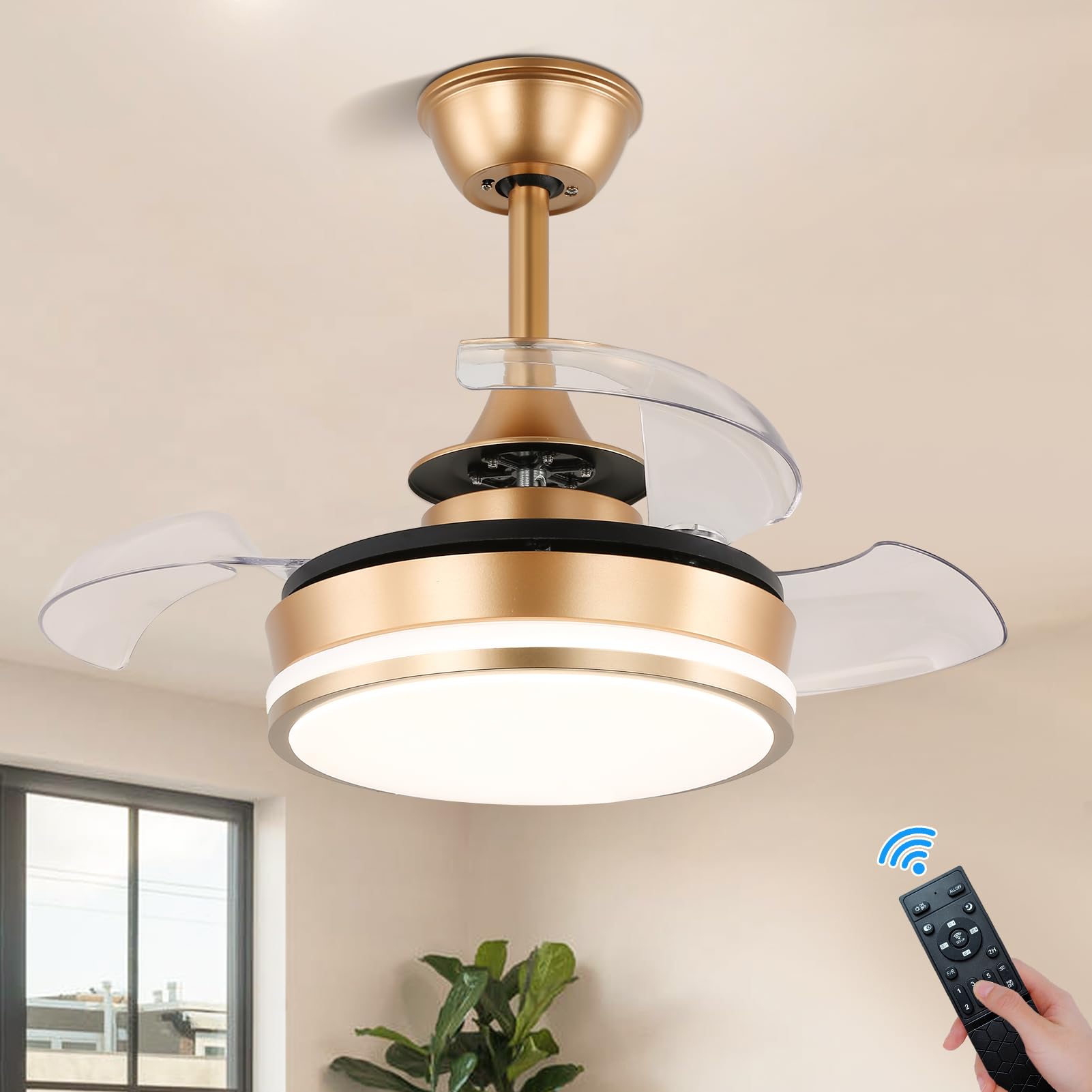 Amazon.com: Small Ceiling Fans with Lights 22'' Gold Chandelier Ceiling ...