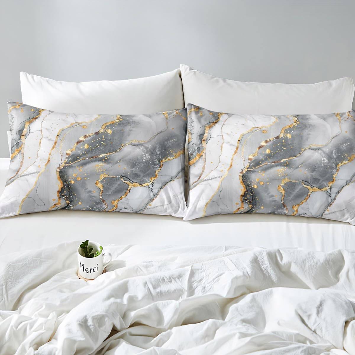 Superior Microfiber Pillowcases Luxury Marble Duvet Cover King Size ...