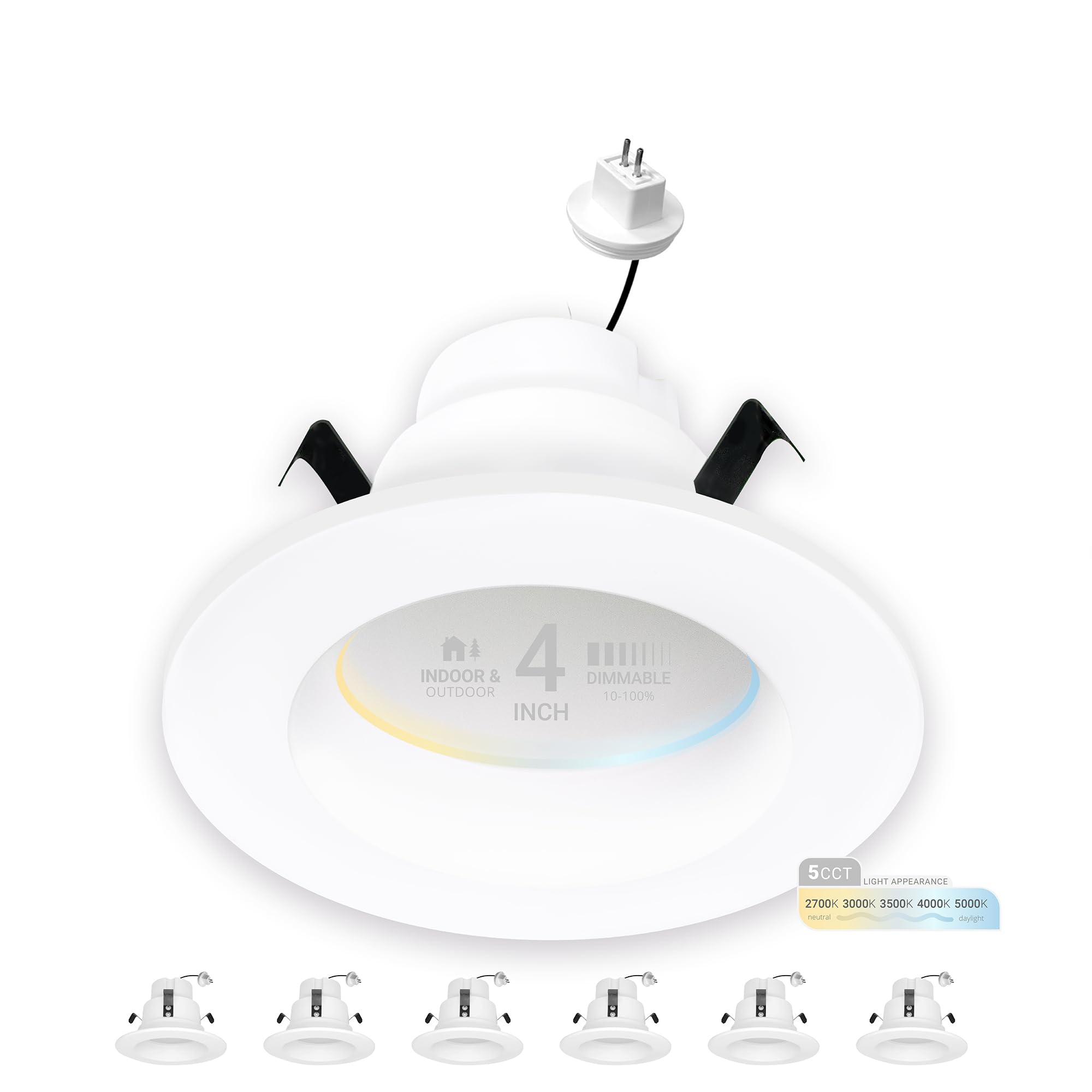 NUWATT 6 Pack 4 Inch MR16 Retrofit LED Recessed Lighting, 5CCT ...