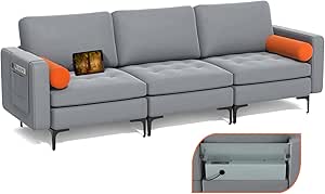 Amazon.com: Giantex 97" Sectional Sofa Couch, 3-Seater Modular Sleeper ...