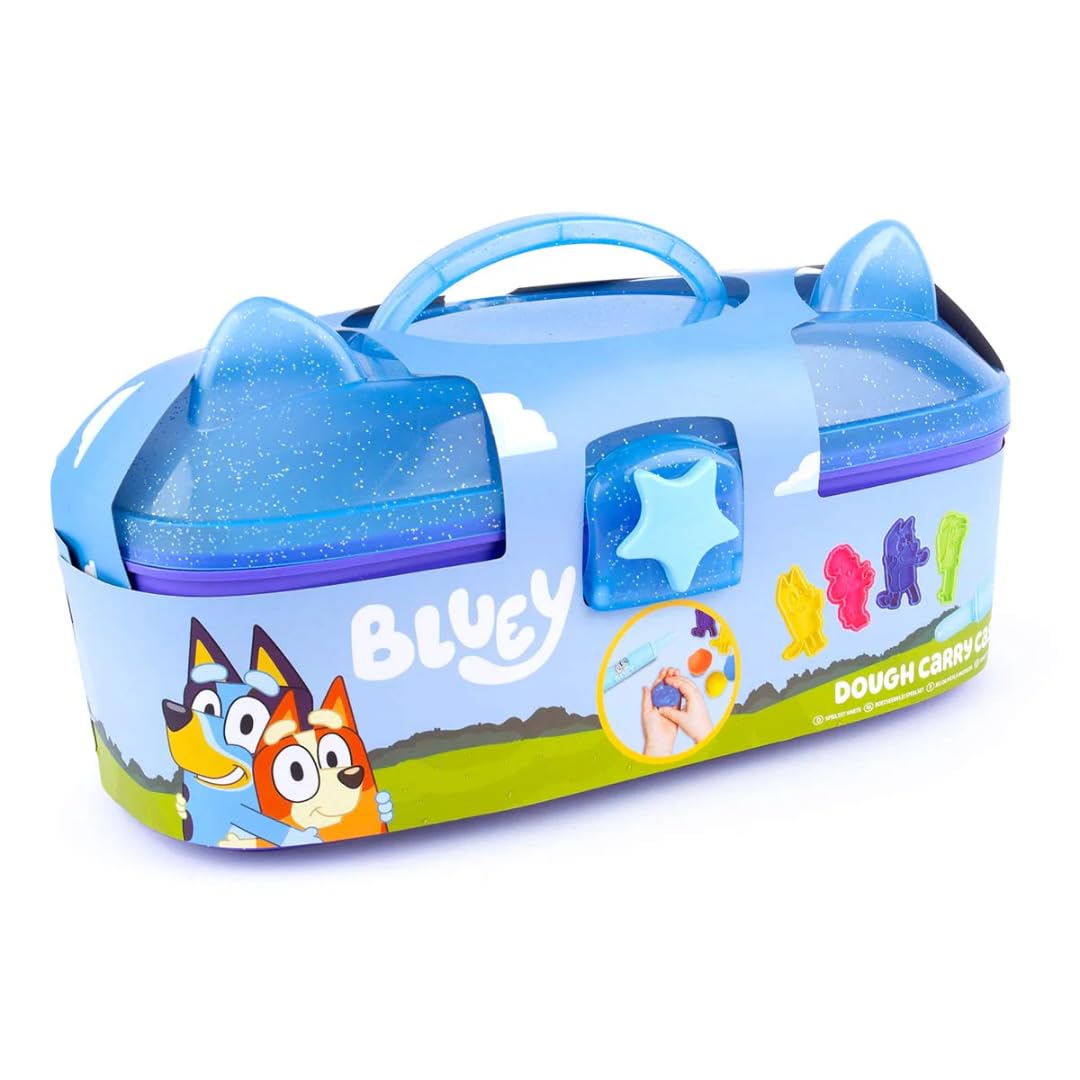 Bluey Dough Carry Case - Includes 4 Dough Pots, 4 Dough Cutters, Roller ...