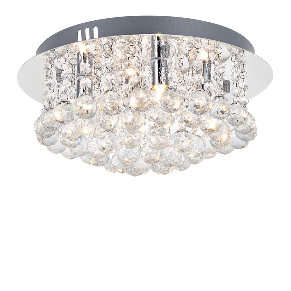 Elegant Round Crystal Chandelier with 4-Light, Dst Clear K9 Crystal ...