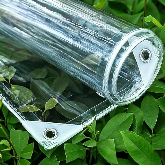 10x20FT Clear Waterproof Tarps,450g/m² Clear Tarps Vinyl with Grommets ...