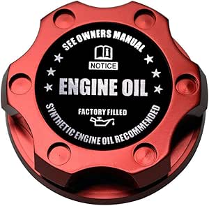Amazon.com: VMS RACING RED OIL CAP with BLACK ENGINE OIL NOTICE Emblem ...