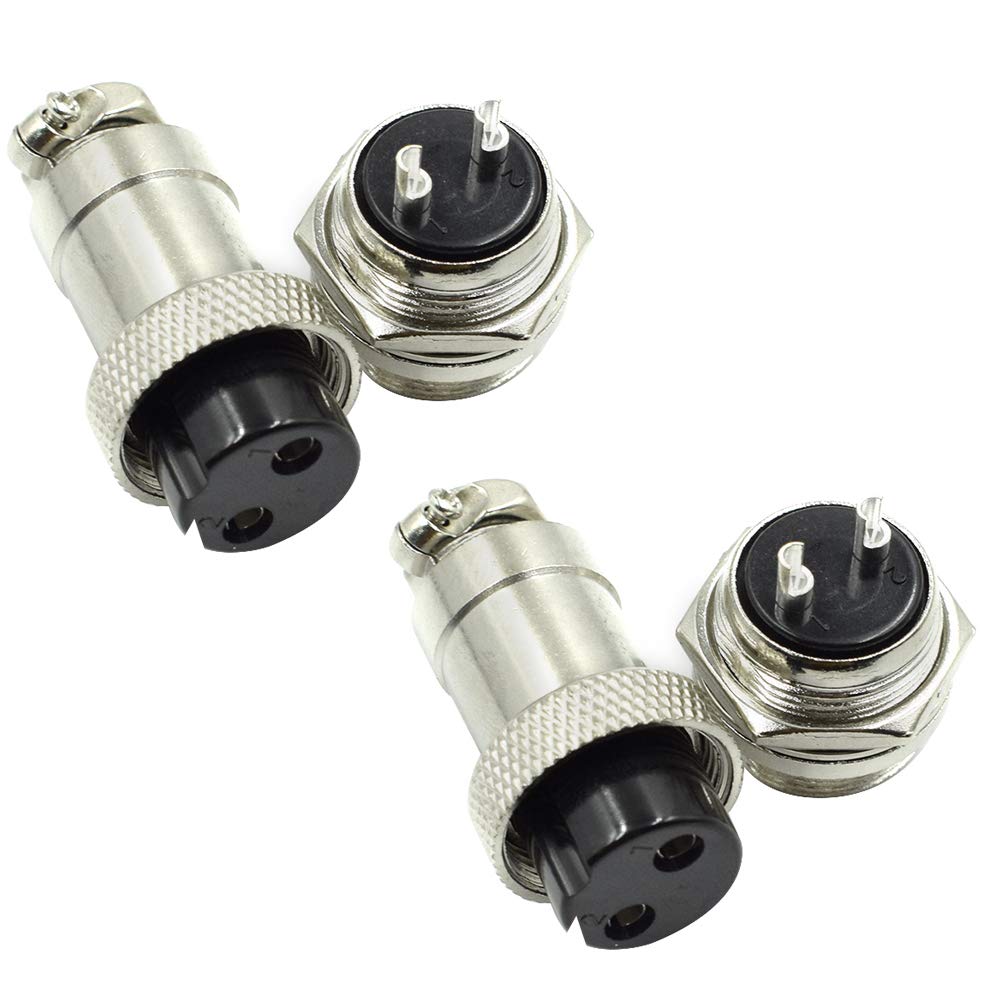 Hxchen 2 Pin Metal Male Female Panel Connector 20mm GX20-2P Silver ...