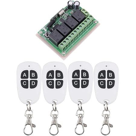 12V Relay Remote Switch Wireless RF Remote Control Switch 4 Channel ...