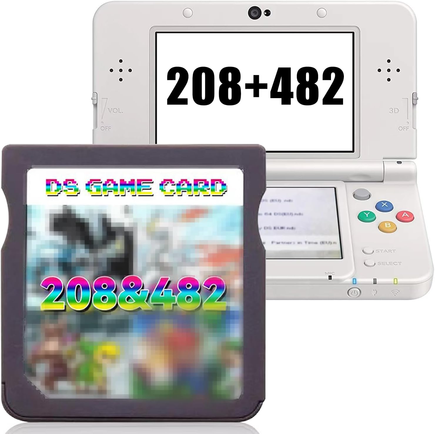 Amomey 208+482 en 1 Cartucho de Juego, Negro, Compatible con NDS, NDSL, NDSI, NDSILL, 2DS, 3DS ...