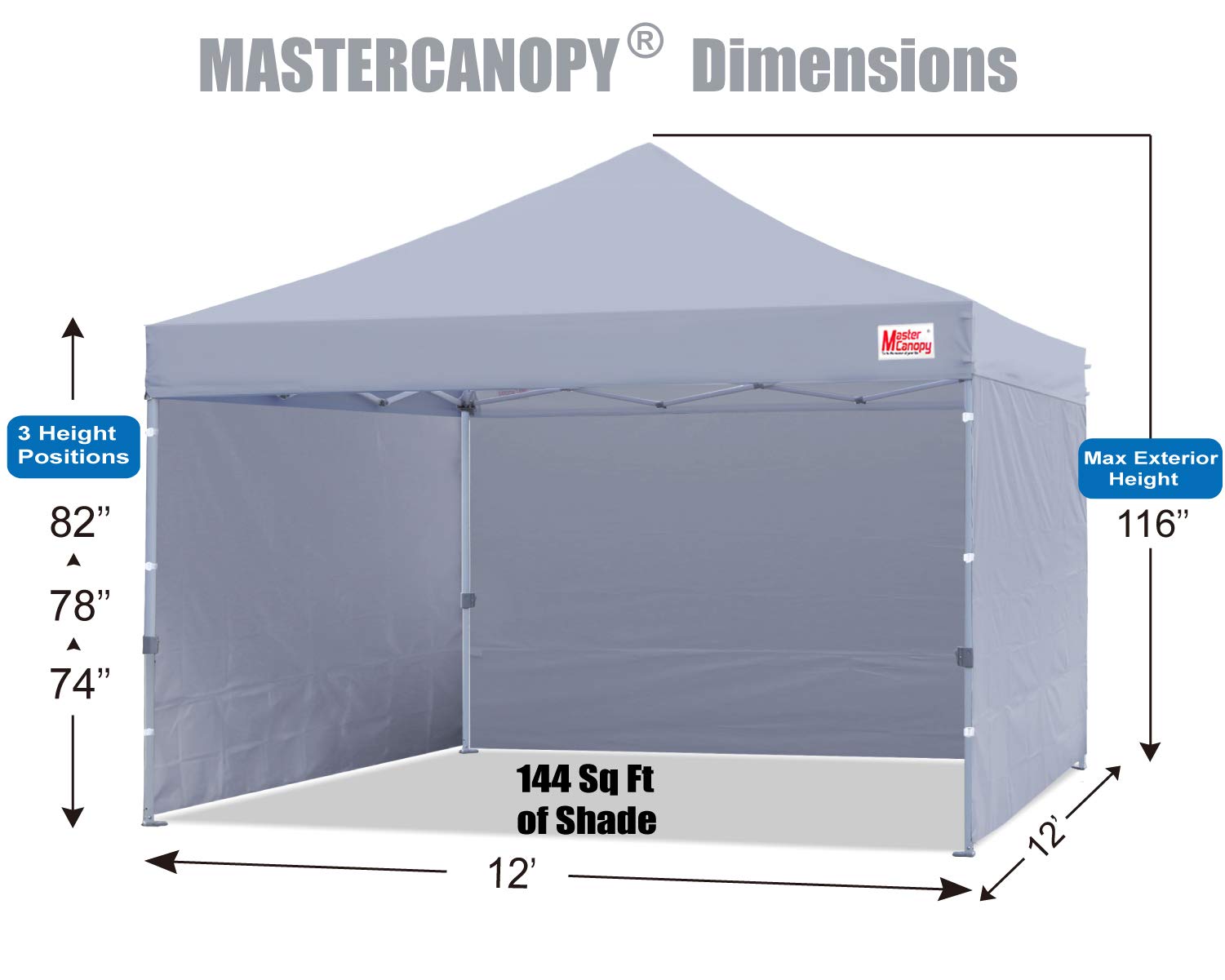 MASTERCANOPY Durable Pop-up Canopy Tent 12x12 Heavy Duty Instant Canopy ...