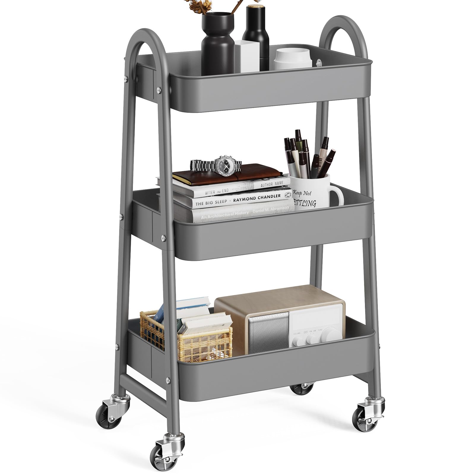 Amazon.com: OLIXIS 3 Tier Utility Rolling Cart, Metal Mobile Storage ...