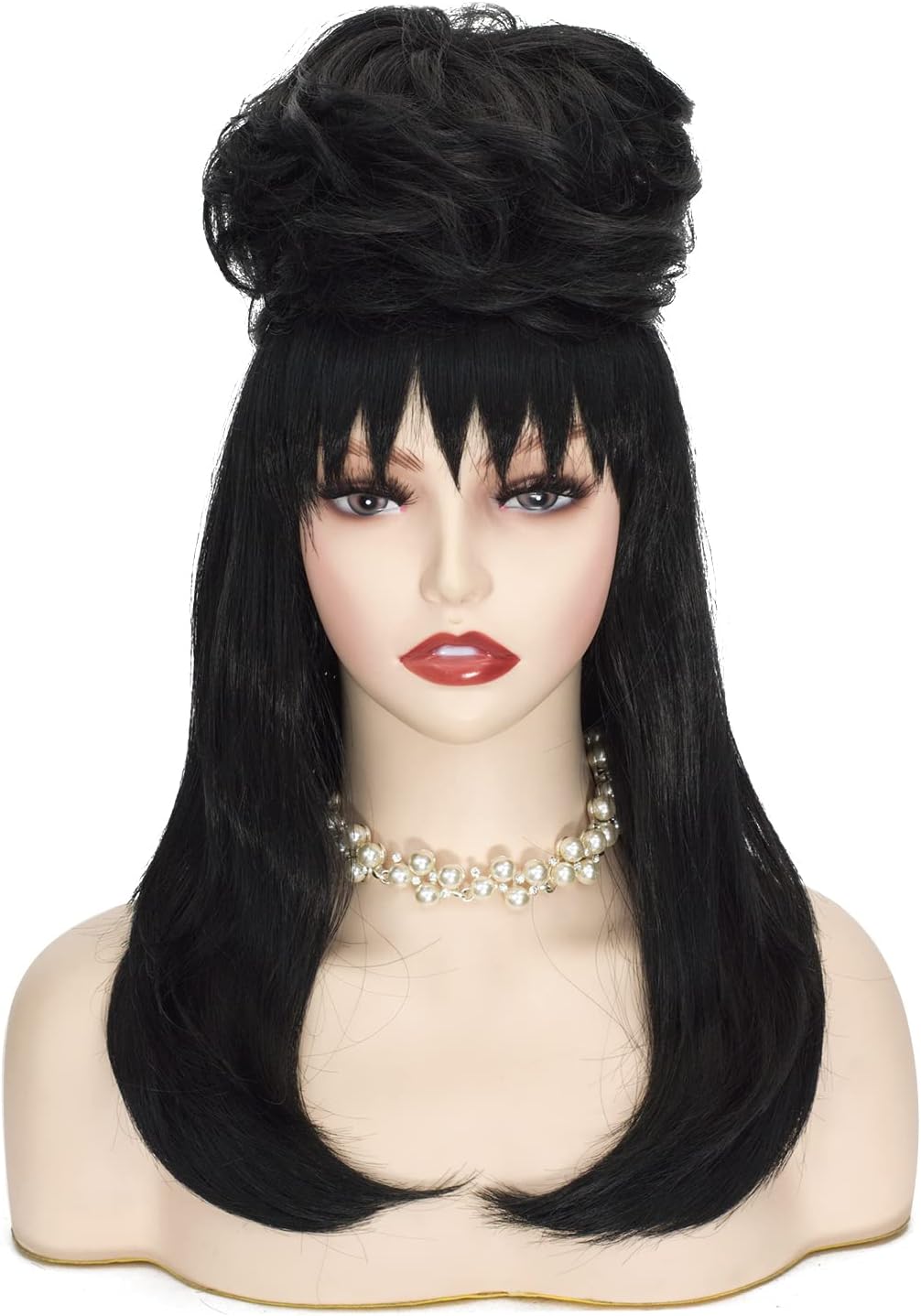 Amazon.com: Jodiss Black Cosplay Wig With Bun,Bride Wigs For Costumes ...