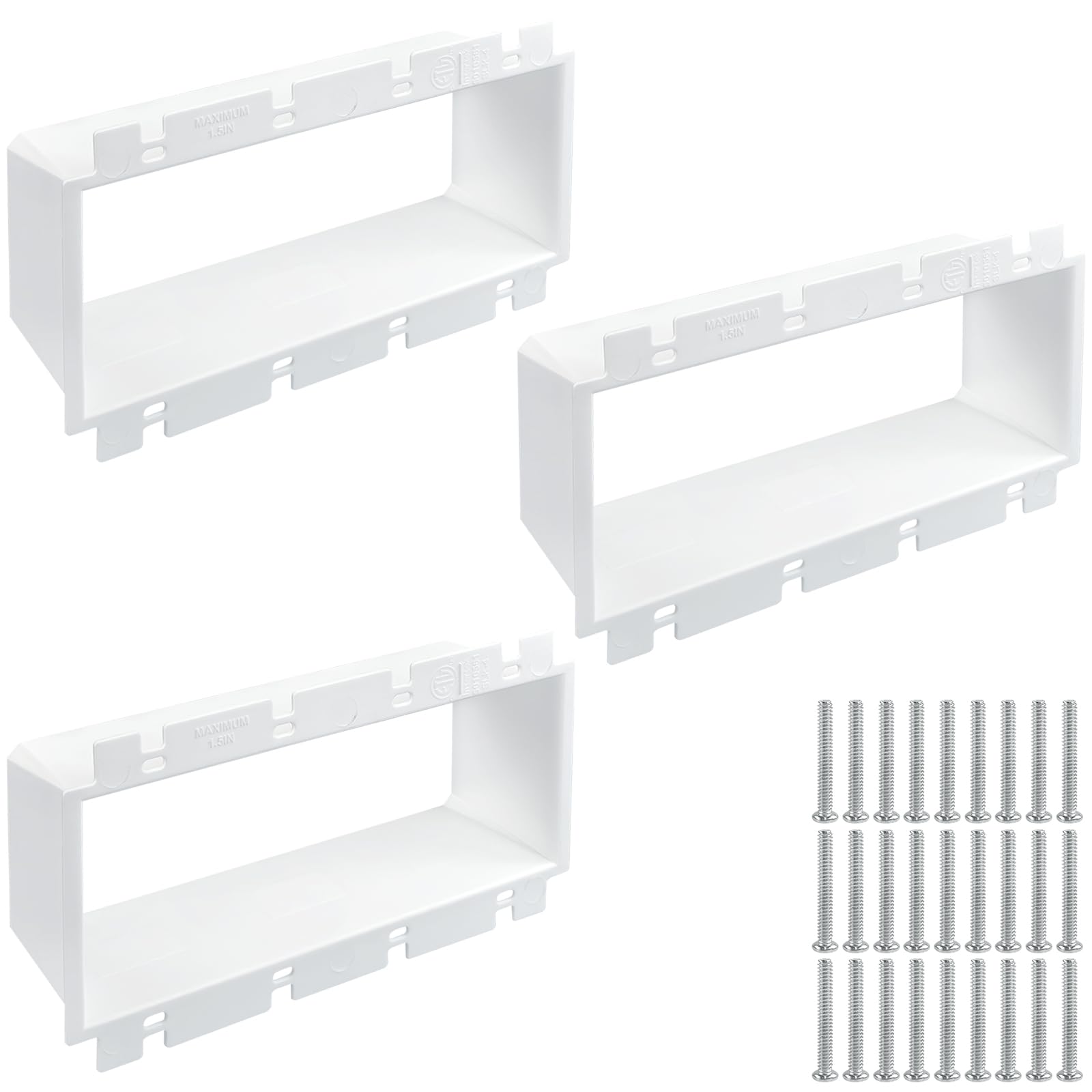 3PCS BE4 Electrical Outlet Box Extenders with 24PCS Screws, (4-Gang ...