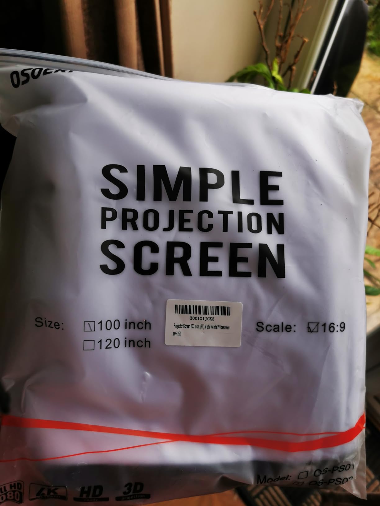 Projector Screen 100 Inch, Portable Movie Screen 16:9 HD 4K Foldable ...