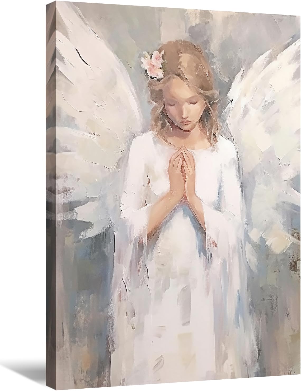 Amazon.com: KPLUNDO Angel Wall Art White Angel and Wings Canvas Print ...