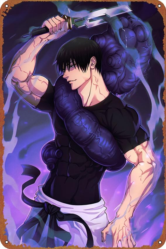 toji fushiguro jujutsu Posters Tin Metal Sign Vintage Wall Plaque Decor ...