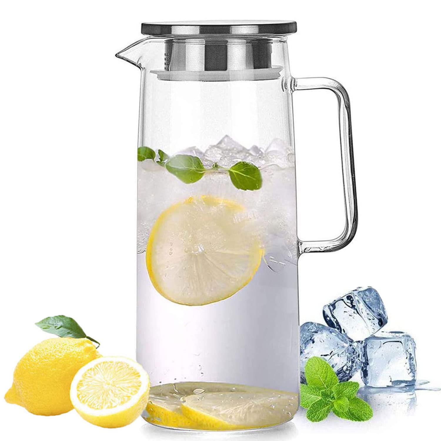 Amazon.com: GENTI Glass Pitcher with Lid, 1200ml/40oz Glass Water ...