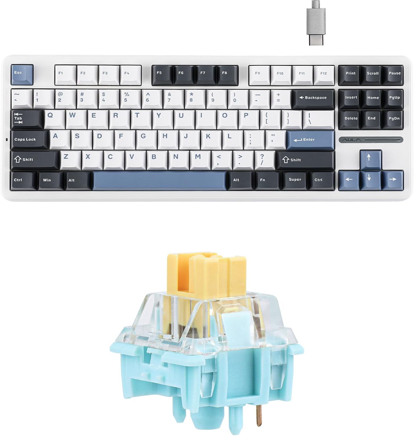 Amazon.com: EPOMAKER x Aula F87 Wired Mechanical Keyboard+35 Pieces Sea ...
