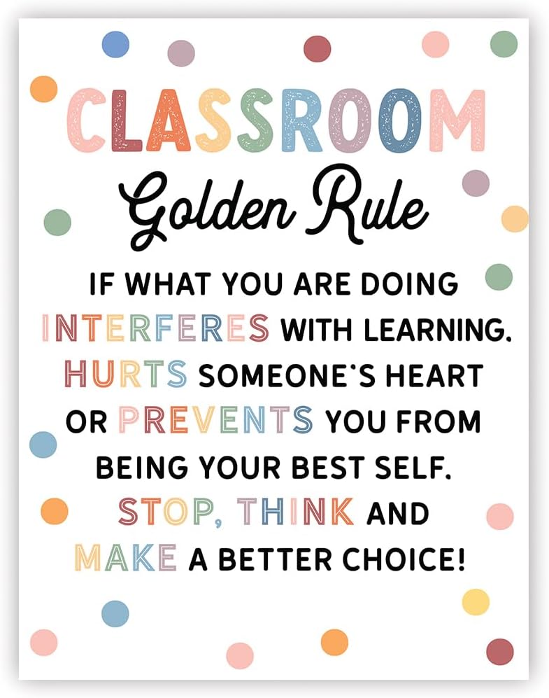 Amazon.com: Andaz Press Classroom Golden Rule Poster with Pastel Boho ...