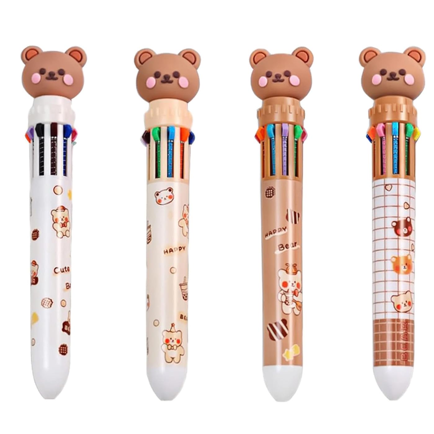 ERRKEWEND 4Pcs Bear Multicolor Pen,10 Colors in 1 Set of Multicolour ...