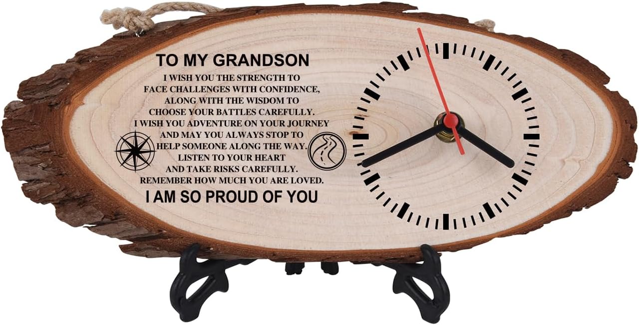 Amazon.com: LJZTYX to My Grandson Gifts,Wooden Clock,Desktop Clock ...