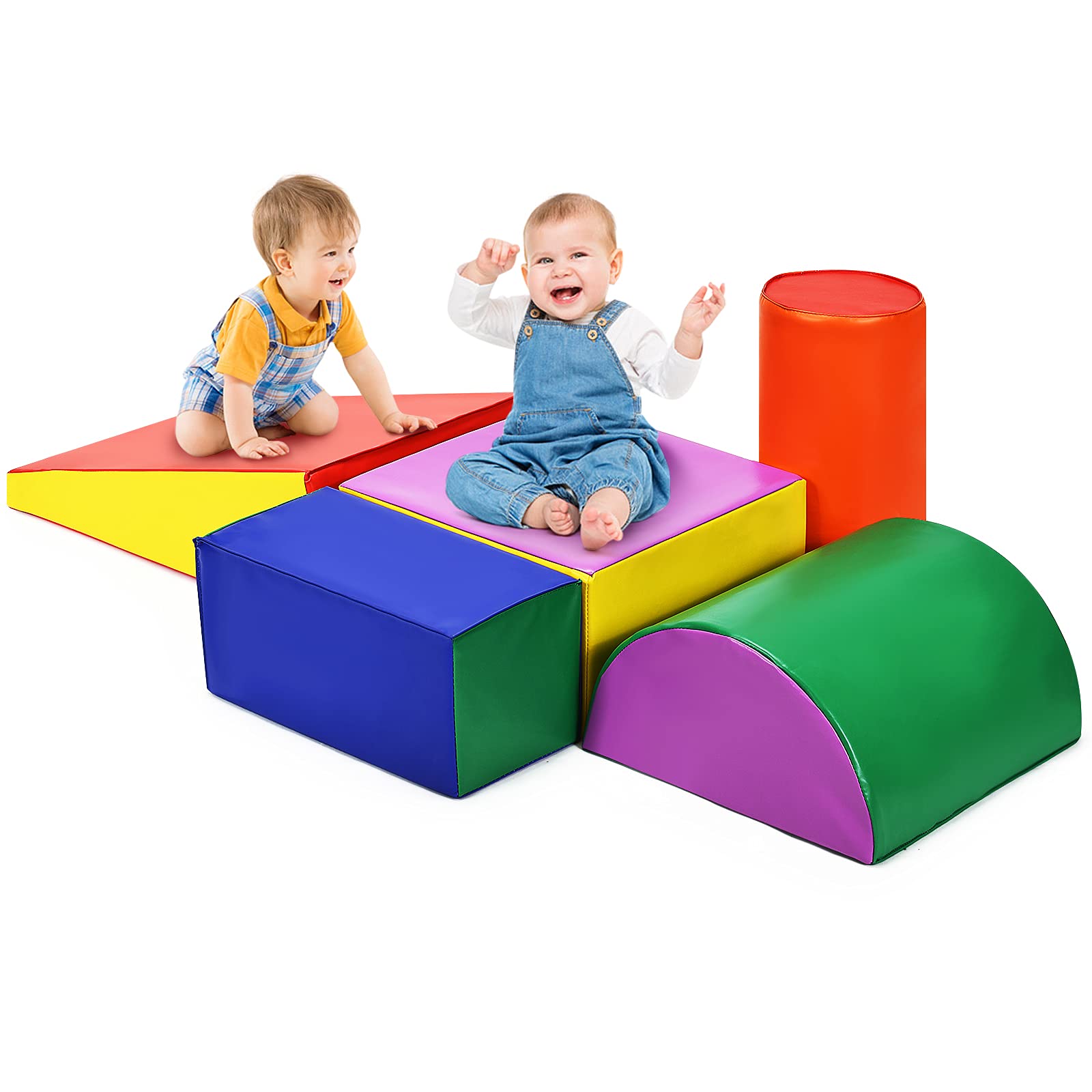 BABY JOY Kids Crawl & Climb Foam Play Set, 5-Piece Kids Foam Block ...