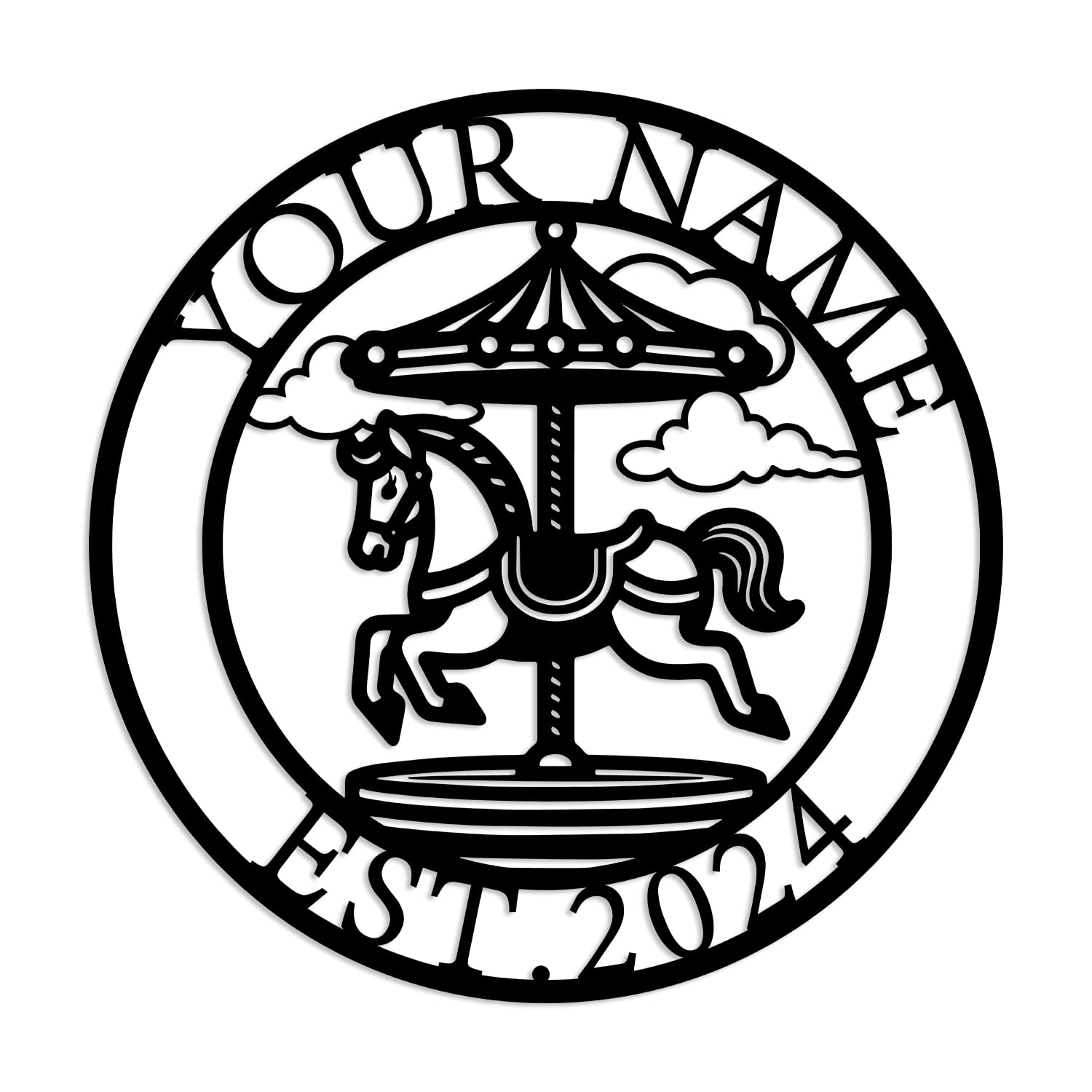 Amazon.com: Personalized custom carousel metal wall decoration,Carousel ...