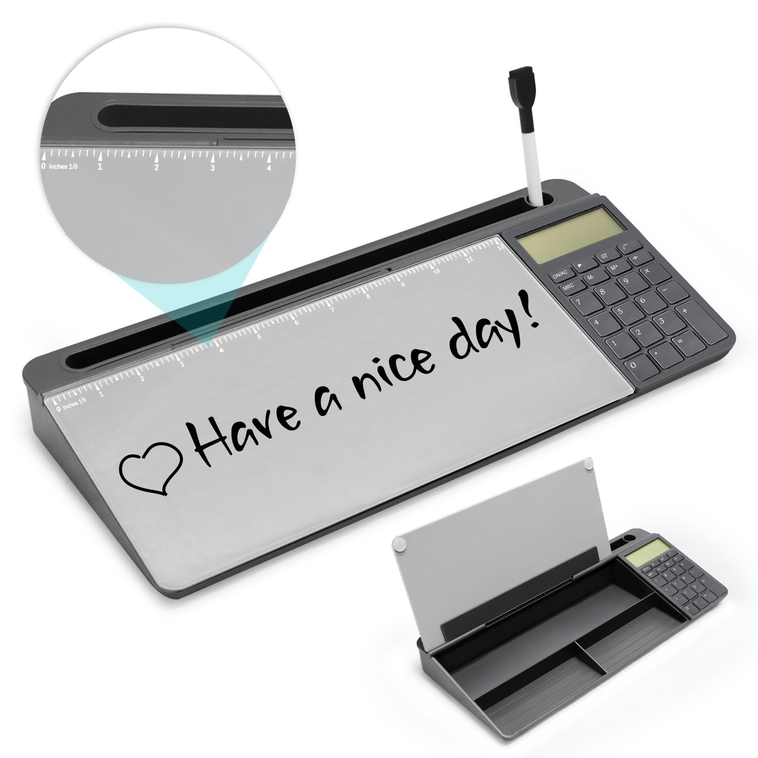 Amazon.com : Desktop Glass Whiteboard with Calculator(12 Digit LCD ...